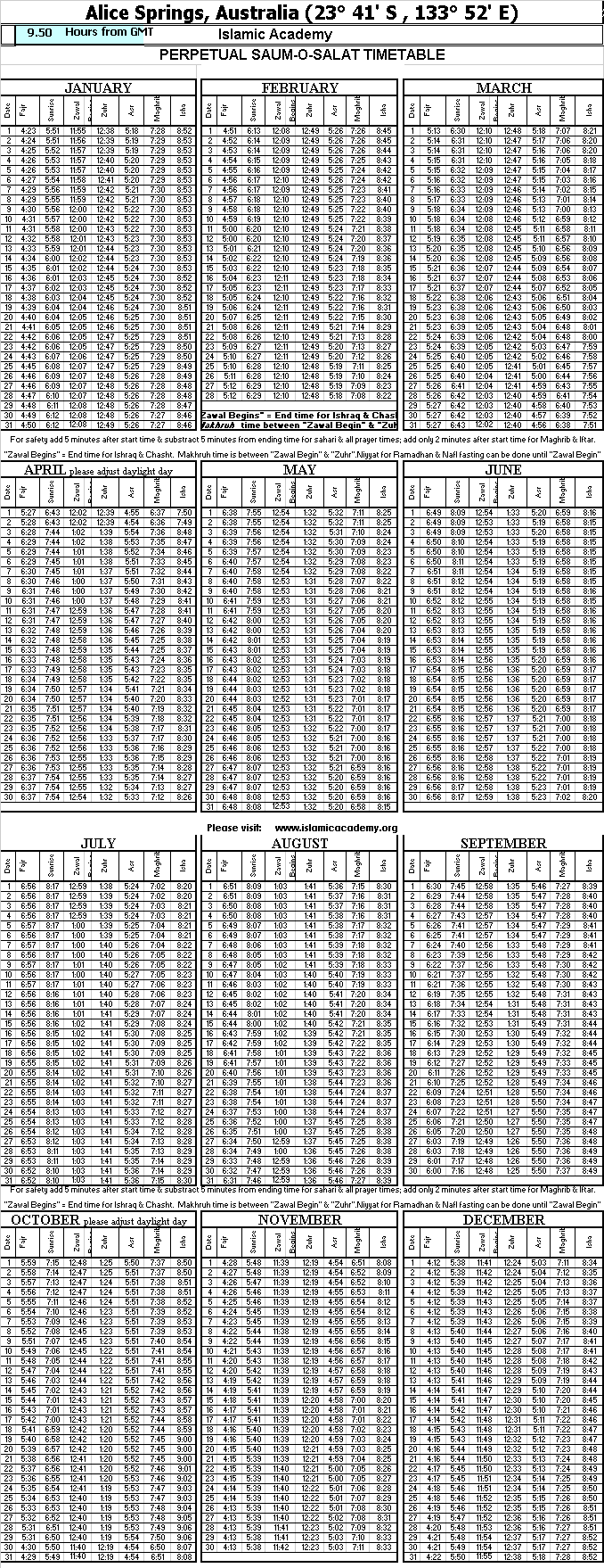 Islamic Namaz (Salat) Times Alice Springs AliceSprings Australia ...
